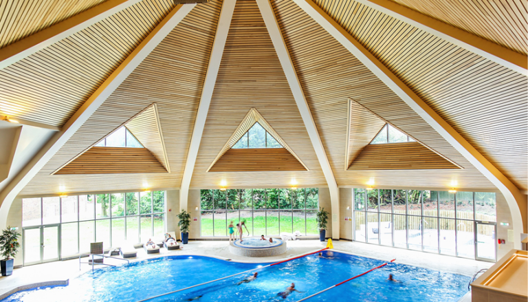 Impressive wood ceiling installed at spa